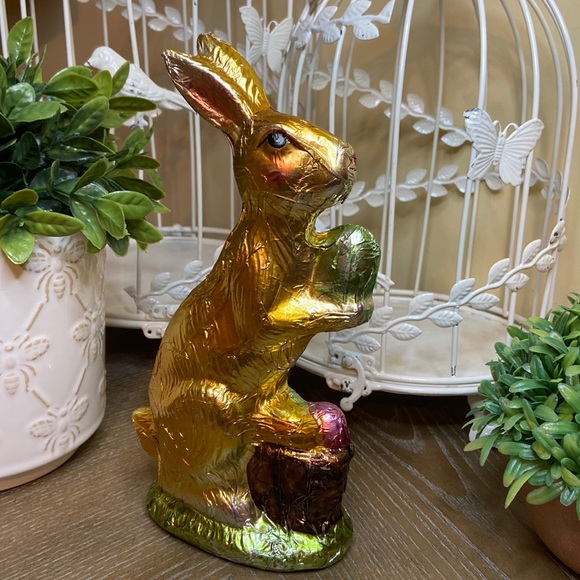 Accents | New Vintage Inspired Resin Chocolate Gold Foil Easter Bunny ...